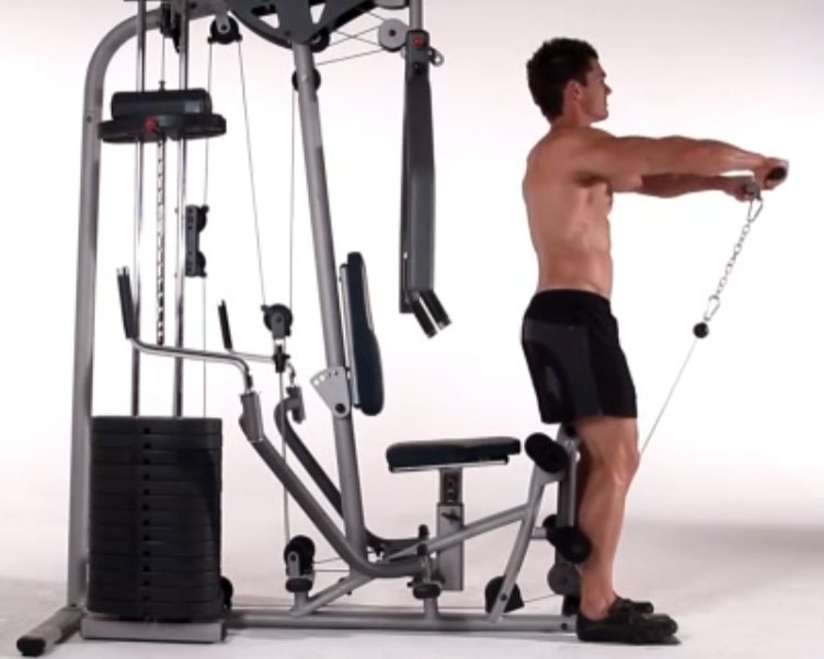 Front Raise with Lat-Machine Bar on Cable Station